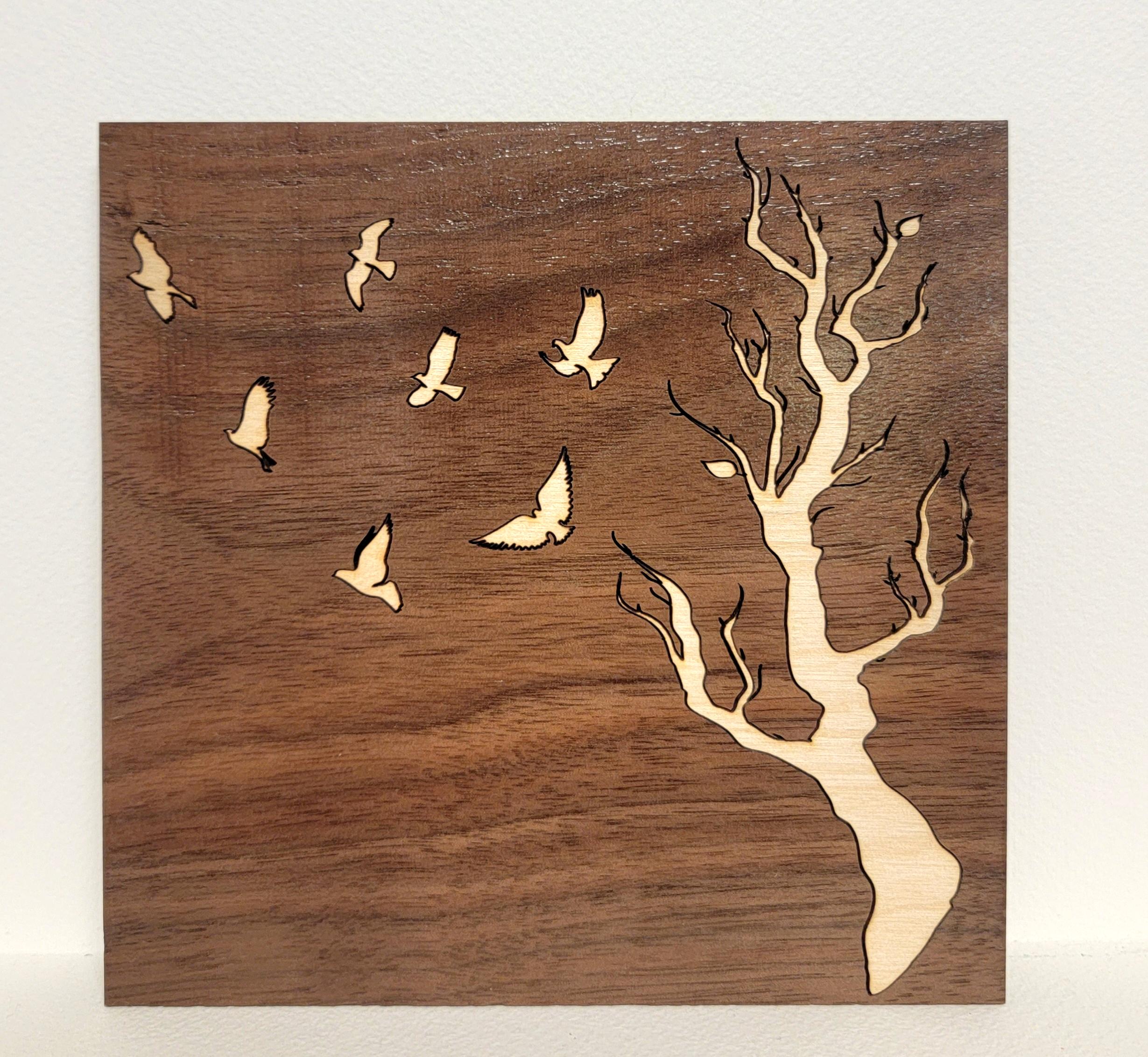 Wood Art Intarsia Marquetry Woodworking. Walnut and Birch Natural Wood ...