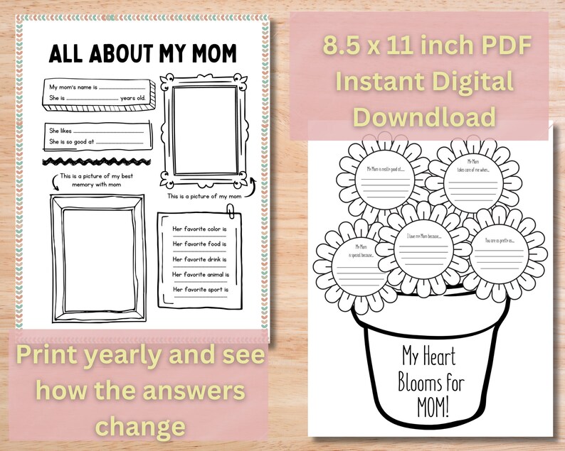 Mother's Day Printable, Mother's Day Gift, Mom Printable, All About Mom ...