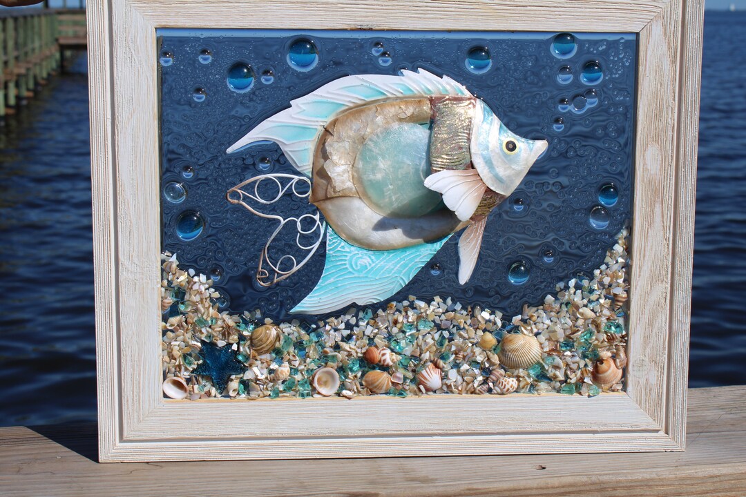 Ocean Art, Resin Art, Barrier Reef, Beach Art, Coastal Decor, Sea Glass ...