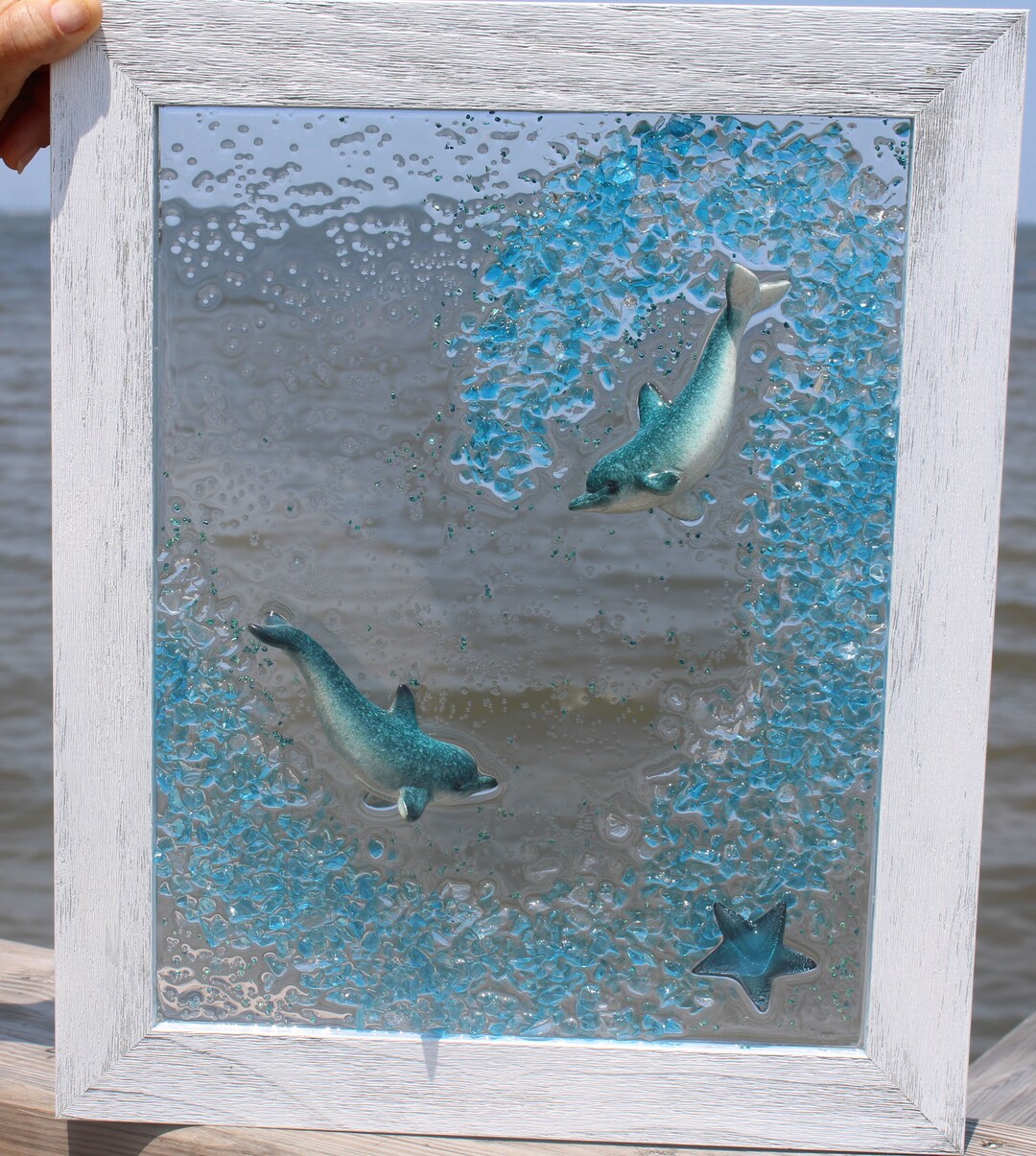 Dolphin Sea Art, Ocean Art, Resin Art, Beach Art, Coastal Decor, Sea ...
