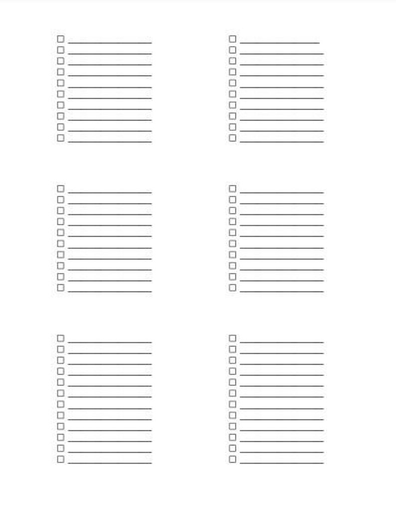 Blank Checklist Planner Printable - Etsy