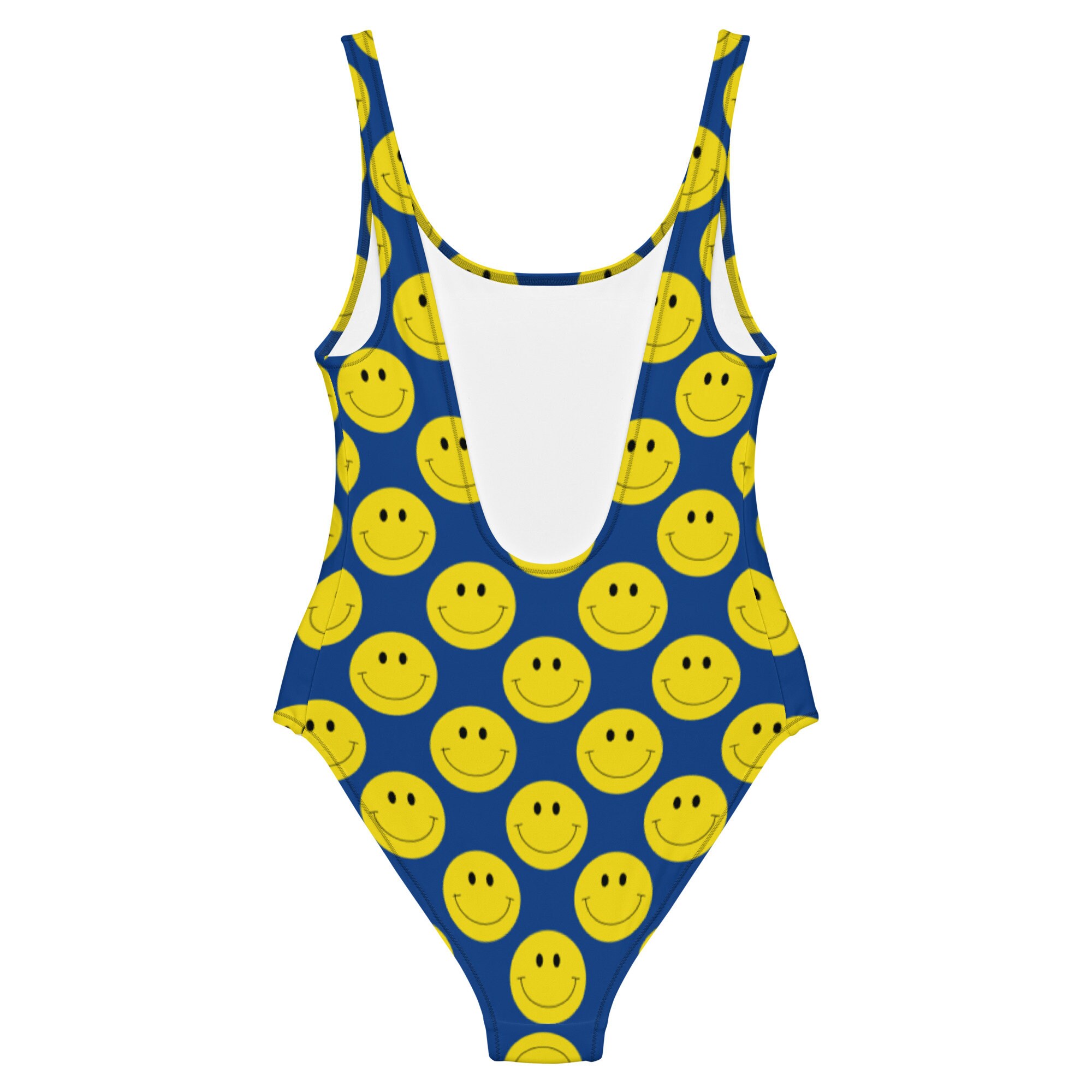 Blue and Yellow Smiley One-piece, Swimsuit, Bathing Suit, Beach, Summer ...
