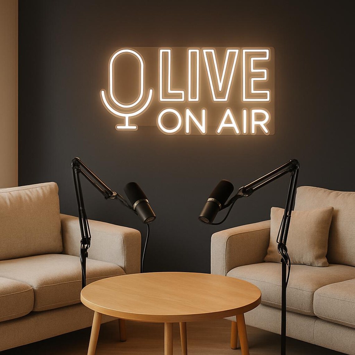 Live on Air Neon Sign, Podcast Neon Light, LED Podcast Studio Sign ...