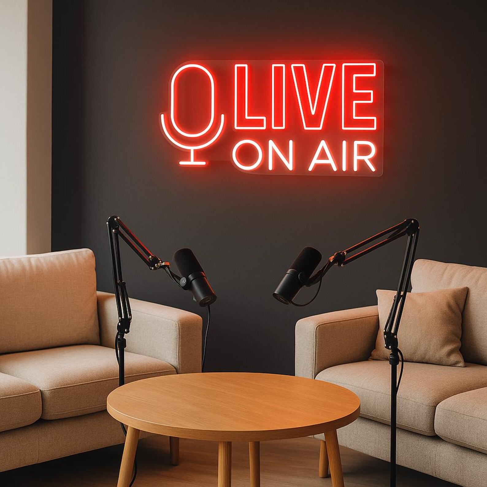 Live on Air Neon Sign, Podcast Neon Light, LED Podcast Studio Sign ...