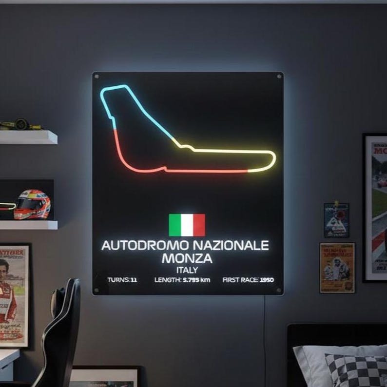 Monza Circuit LED Neon Sign, F1 Track Wall Art, Motorsport Decor ...