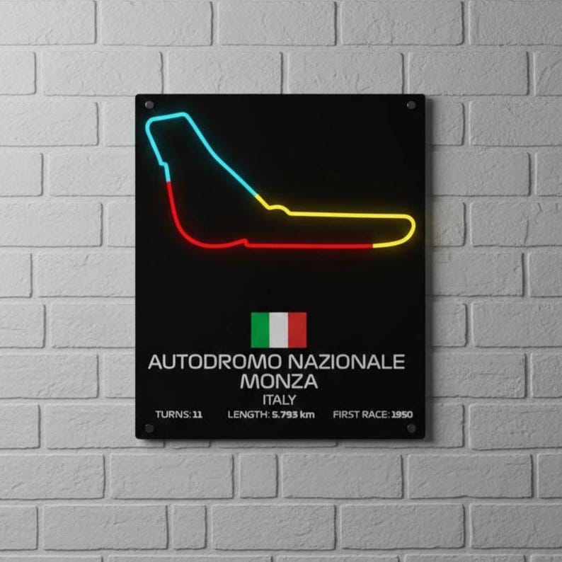 Monza Circuit LED Neon Sign, F1 Track Wall Art, Motorsport Decor ...
