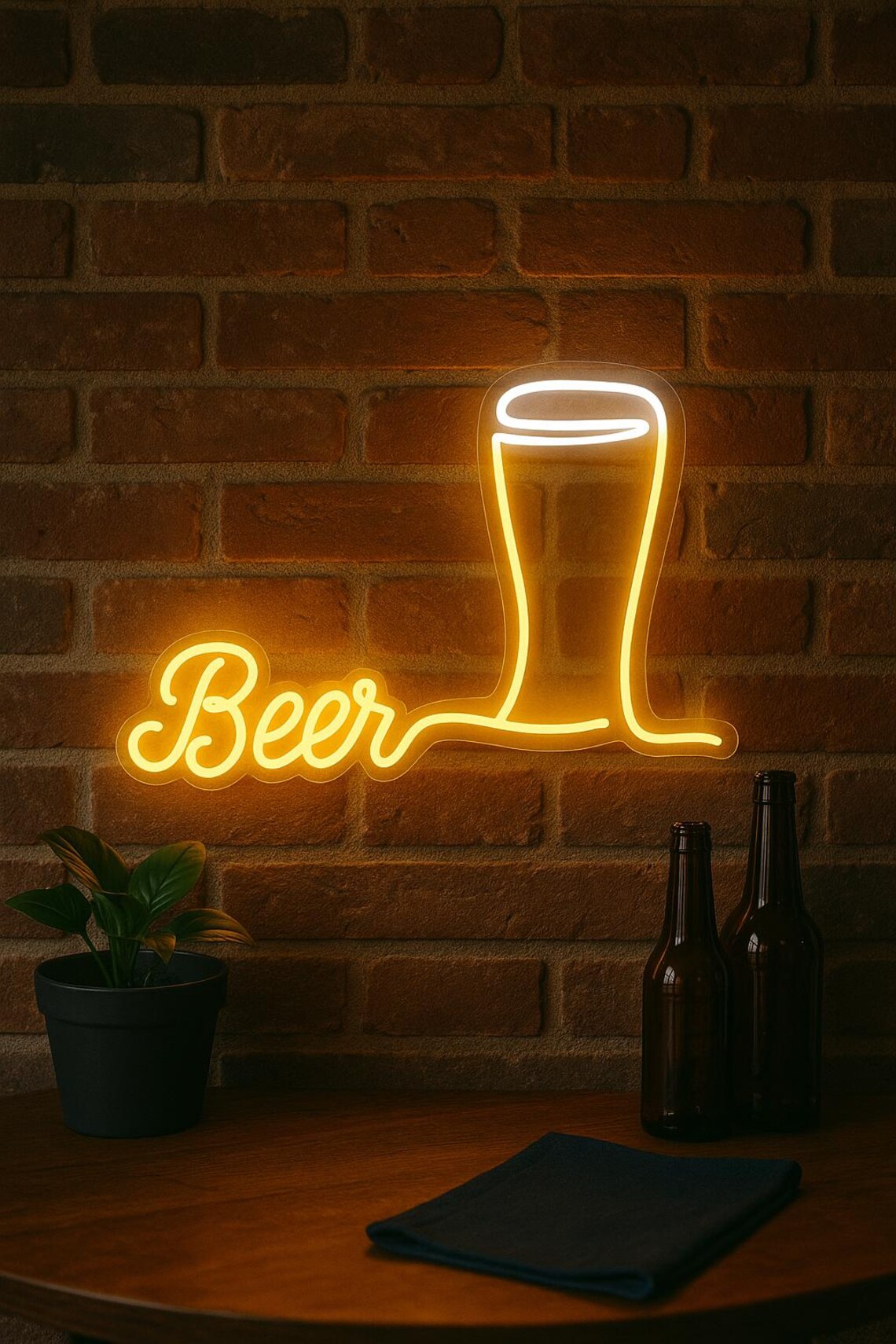Beer Neon Sign, LED Beer Light for Bar Decor, Home Bar Sign, Man Cave ...