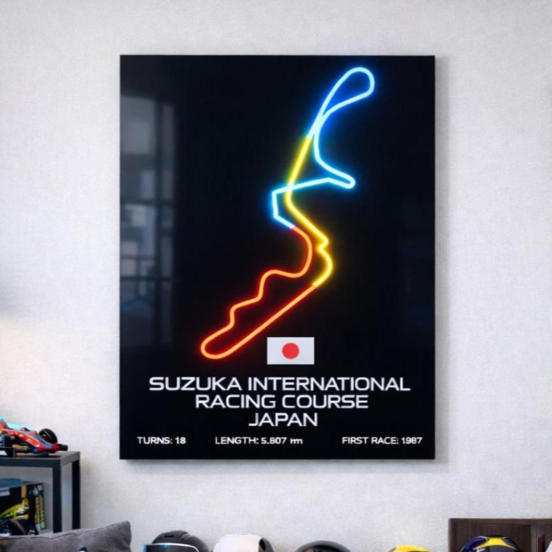 Suzuka F1 Track Neon Sign, Japan Formula 1 Racing Circuit LED Wall Art ...