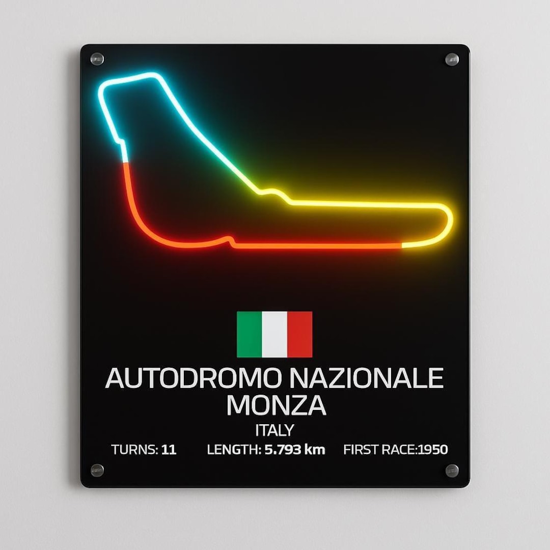 Monza Circuit LED Neon Sign, F1 Track Wall Art, Motorsport Decor ...