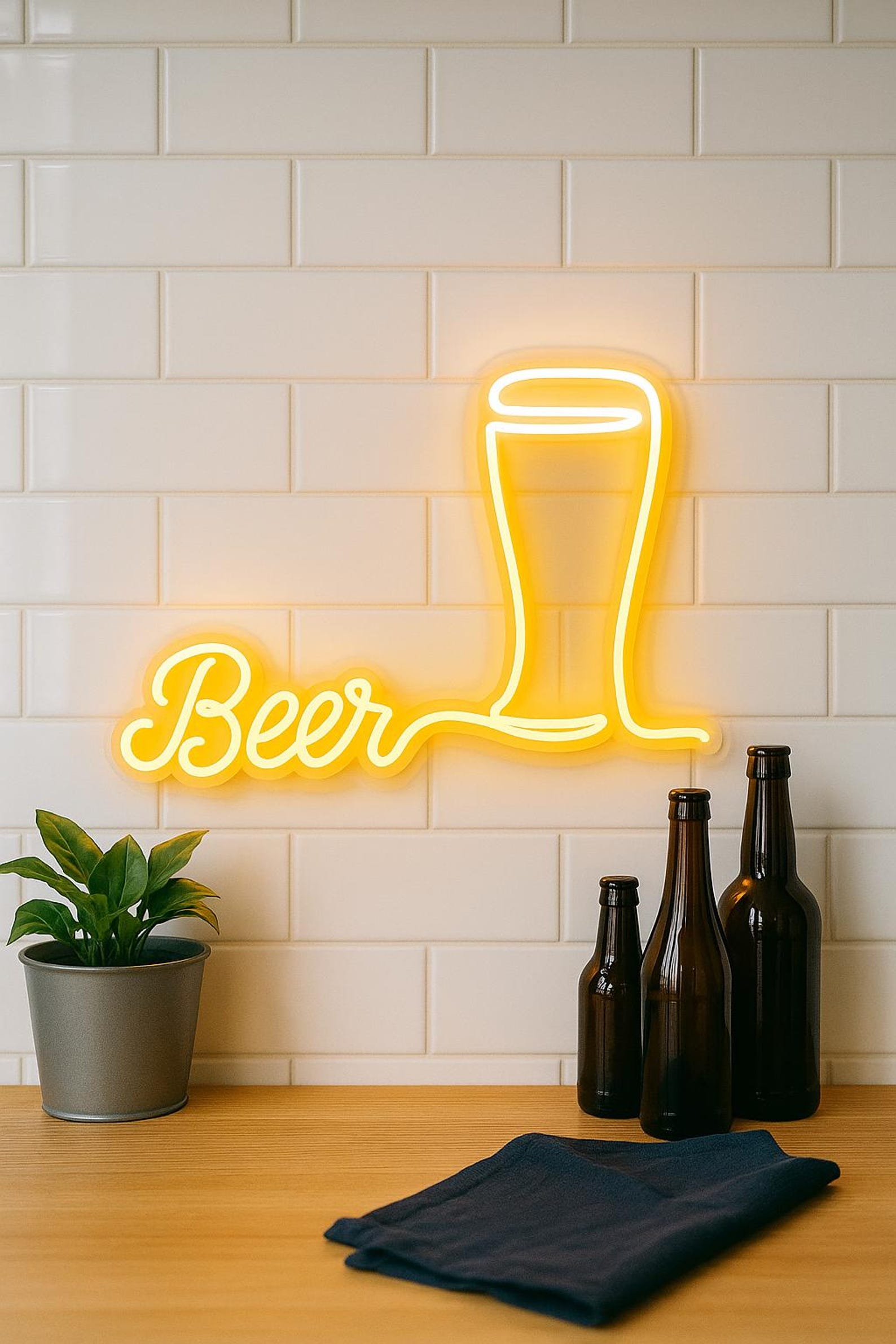 Beer Neon Sign, LED Beer Light for Bar Decor, Home Bar Sign, Man Cave ...