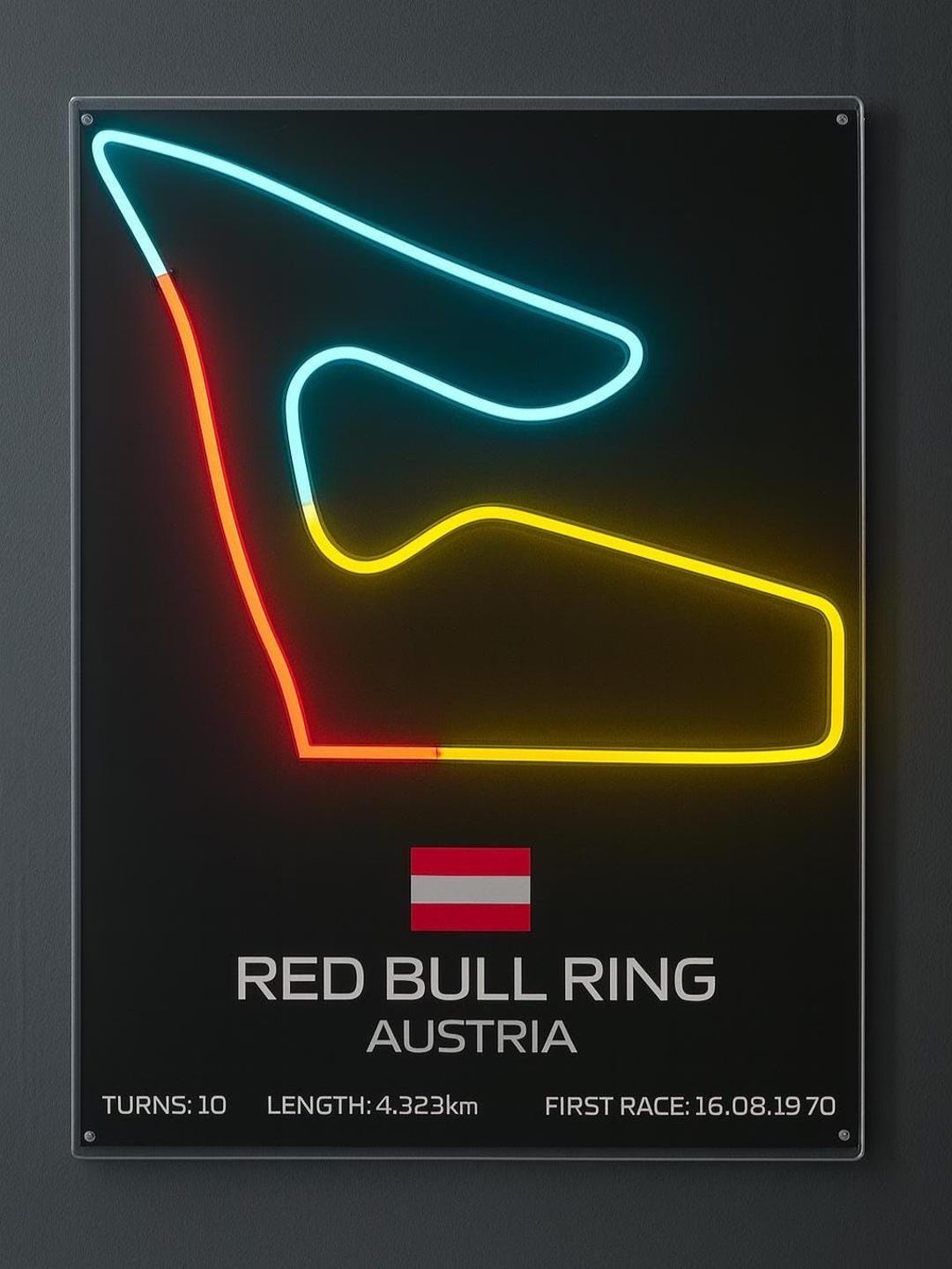 F1 Austrian Grand Prix LED Neon Sign, Red Bull Ring Track Light ...