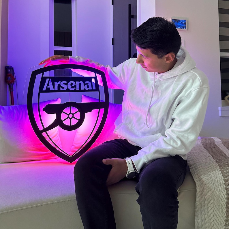 Arsenal Neon Sign, Custom Football Crest Neon Sign, LED Backlit Team ...