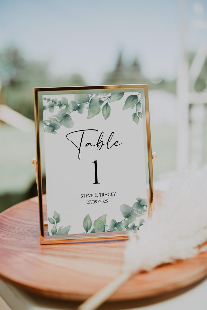 Eucalyptus Wedding Table Numbers: Botanical Reception Decor - Etsy