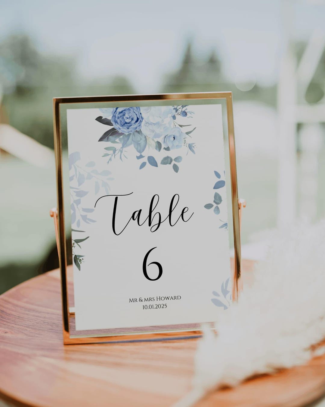 Dusty Blue Floral Wedding Table Numbers: Personalised Reception Decor ...