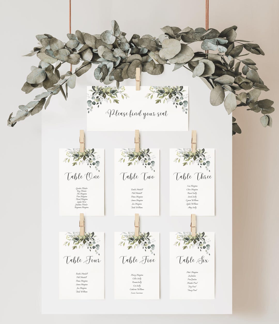 Eucalyptus Wedding Table Plan Cards: Botanical Seating Chart - Etsy UK