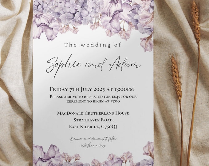 Purple, Mauve Wedding Invitations, Wedding Invite, Dusky Purple Wedding ...