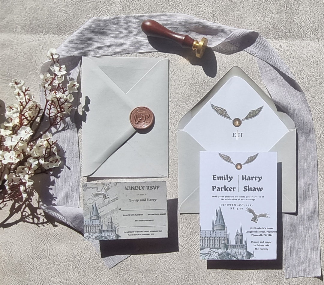 Wizard Wedding Invitation Set, Castle Invitation, Fantasy Wedding ...