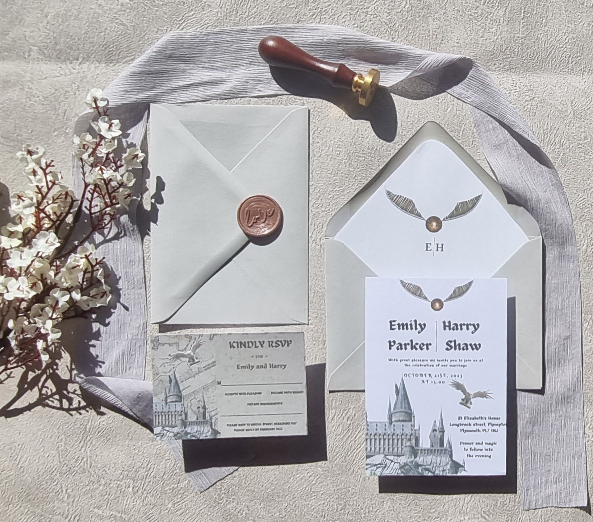 Wizard Wedding Invitation Set Castle Invitation Fantasy - Etsy