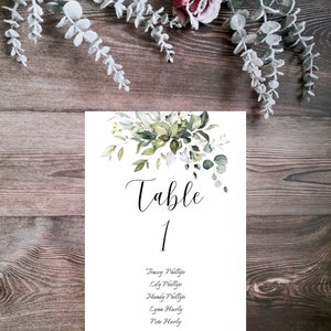 Eucalyptus Wedding Table Plan Cards Personalised Printed Eucalyptus ...