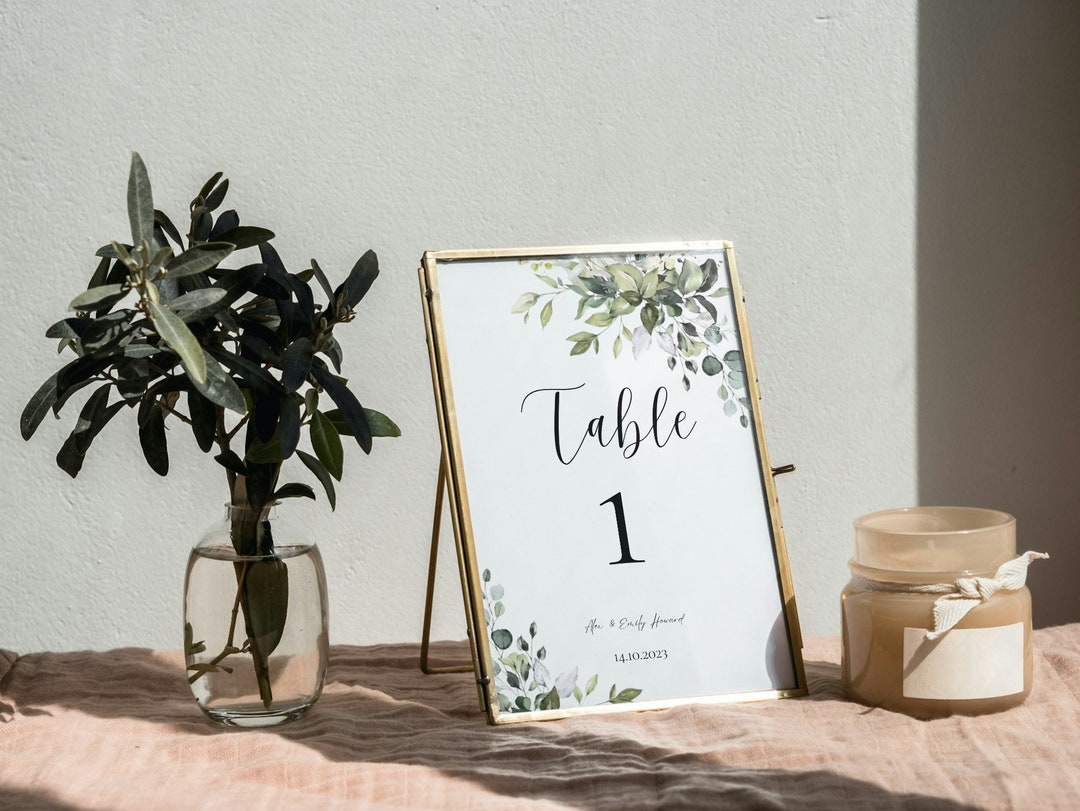 Eucalyptus Wedding Table Numbers: Botanical Reception Decor - Etsy