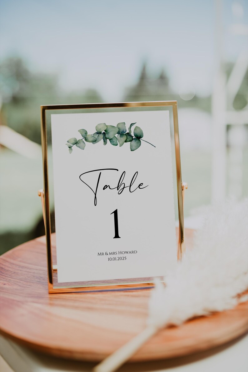 Eucalyptus Wedding Table Numbers: Botanical Reception Decor - Etsy