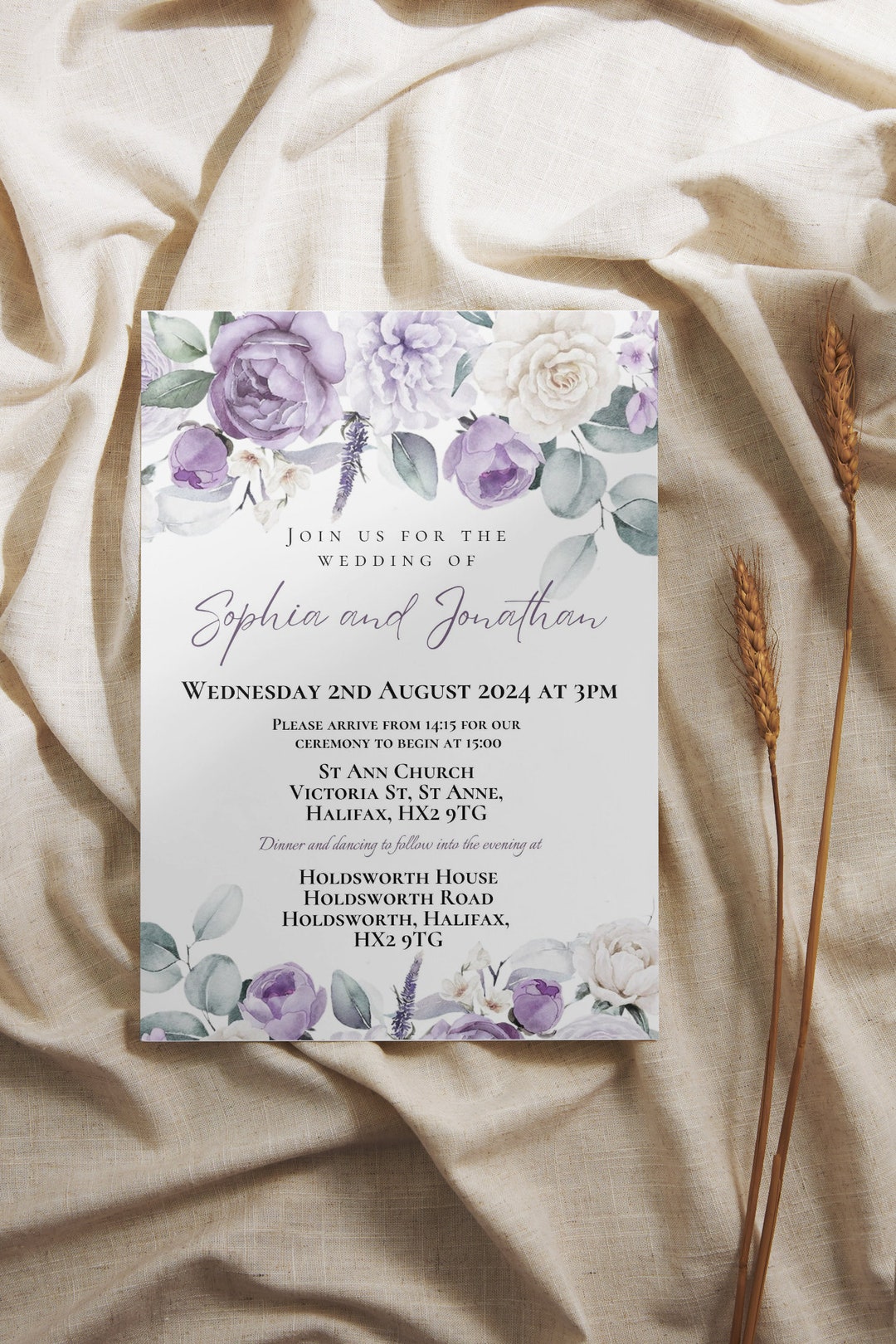 Pastel Purple Wedding Invitations, Wedding Invite, Lilac Wedding ...