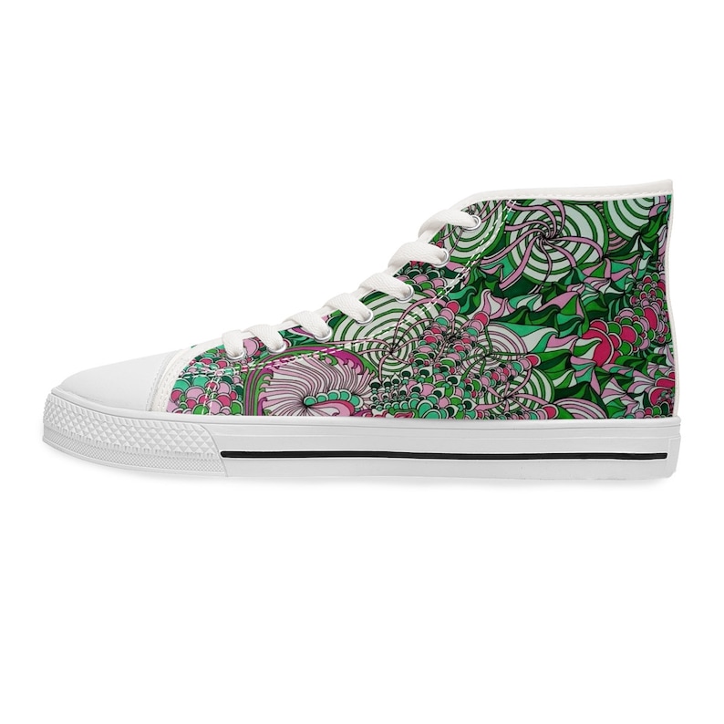 Pink and Green Women's High Top Sneakers - Etsy