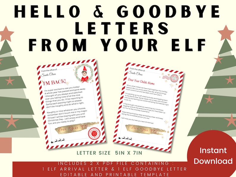 Elf Arrival Letter AND Goodbye Letter COMBO | Elf Letters | Letter From ...