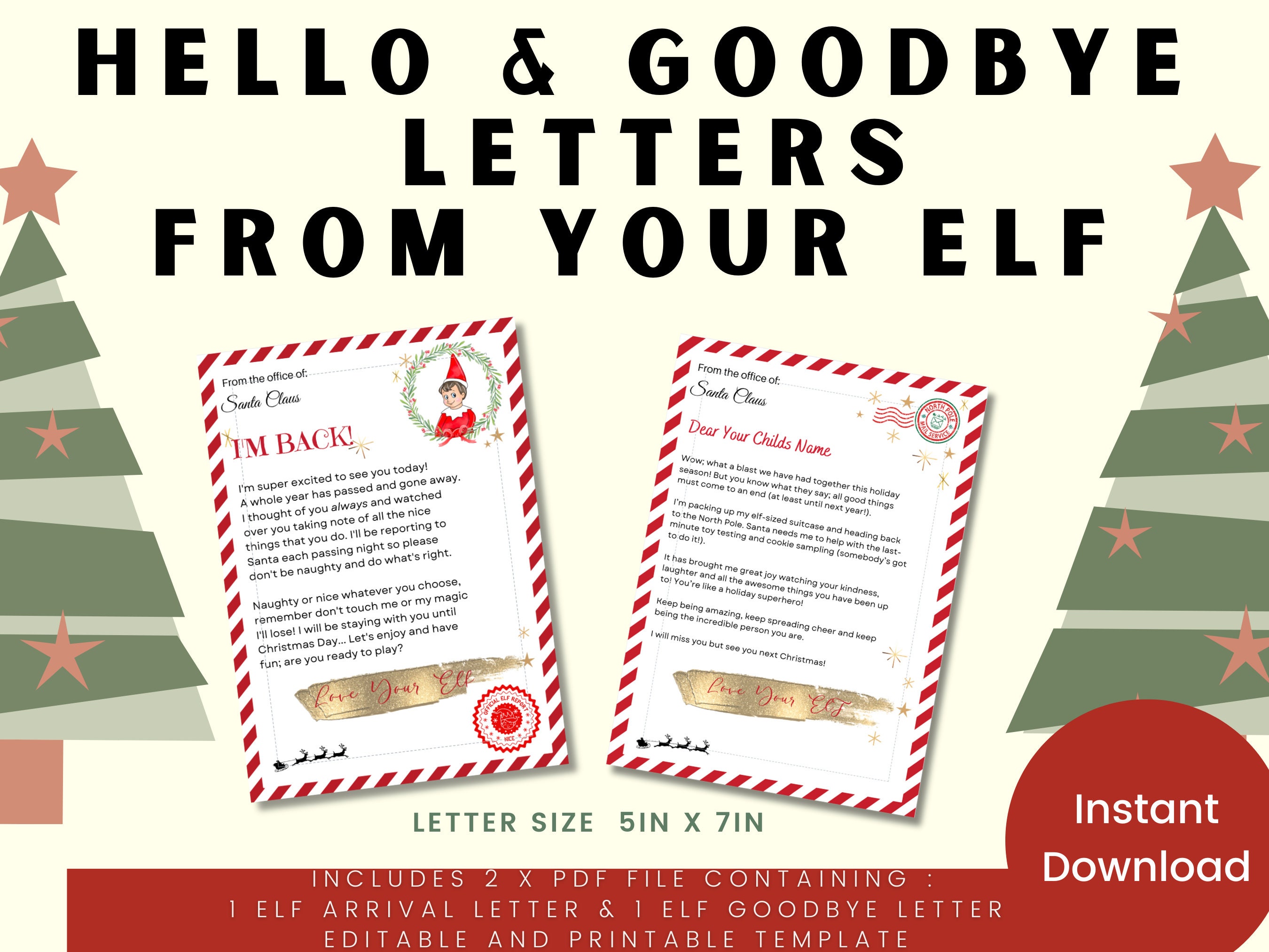 Elf Arrival Letter AND Goodbye Letter COMBO | Elf Letters | Letter From ...