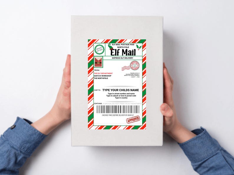 Elf Mail Shipping Labels | North Pole Stamps | Gift Tag Template ...