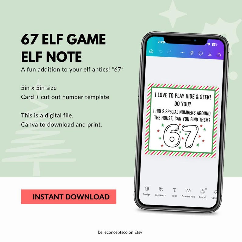 67 Elf Hide & Seek Canva Template | Elf Sign + Cut-out Numbers ...