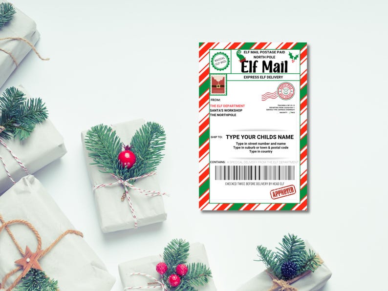 Elf Mail Shipping Labels | North Pole Stamps | Gift Tag Template ...