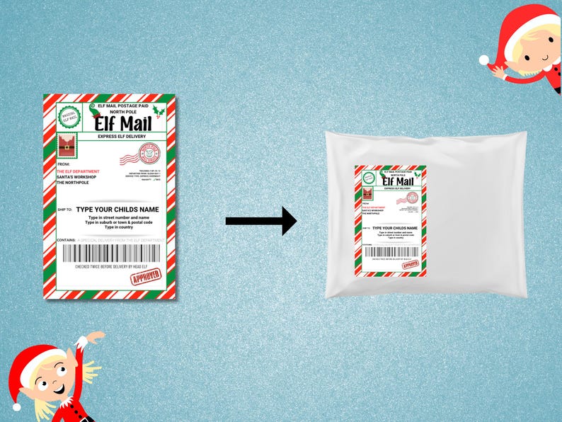 Elf Mail Shipping Labels | North Pole Stamps | Gift Tag Template ...