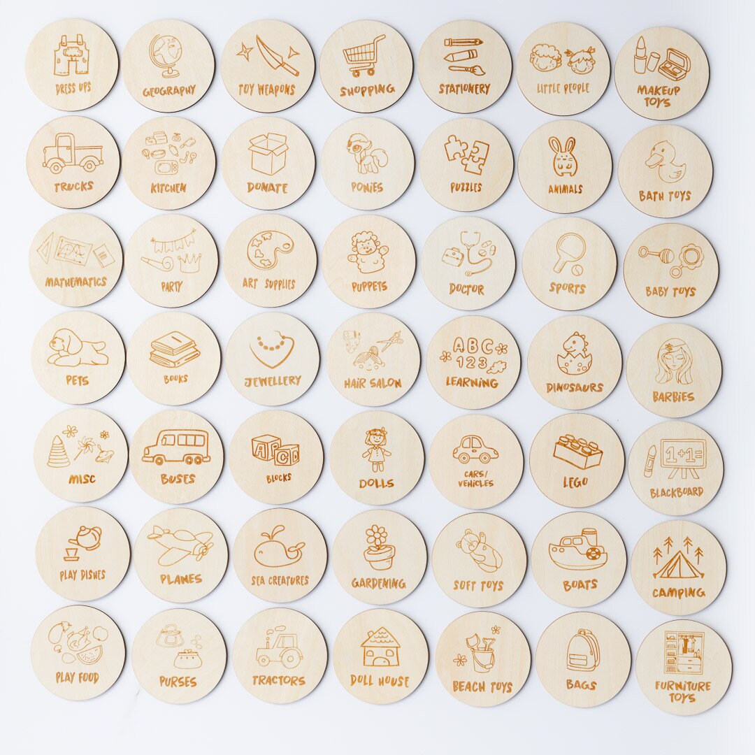 Set of 10 Wooden Toy Labels for Toy Organisation Custom Laser Cut Ikea ...
