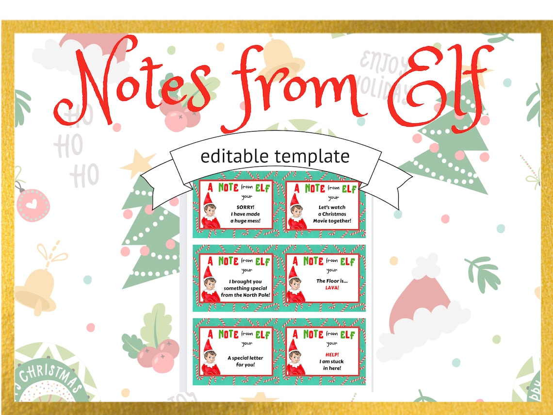 Elf Notes Printable Christmas Digital Instant Download - Note Cards ...