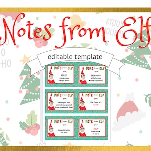 Elf Notes Printable Christmas Digital Instant Download - Note Cards ...