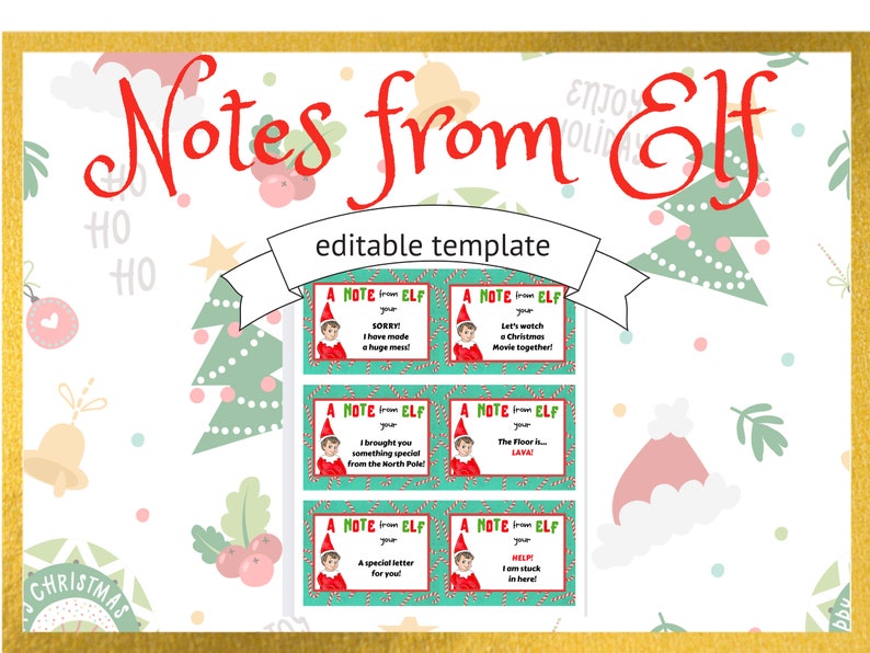 Elf Notes Printable Christmas Digital Instant Download - Note Cards ...