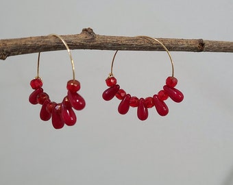 Recycled World War II Ruby Beer Bottle Glass Hoop Earrings - Etsy