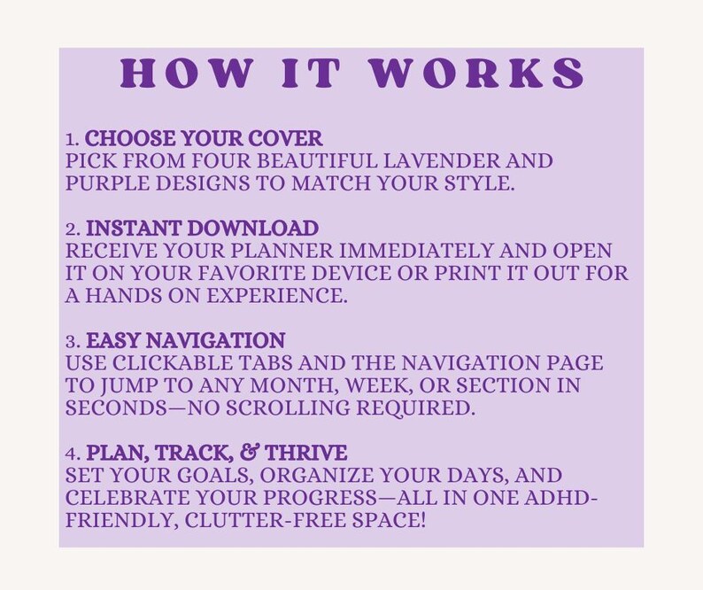 2026 ADHD Digital Planner, Lavender Minimalist Organizer (goodnotes ...