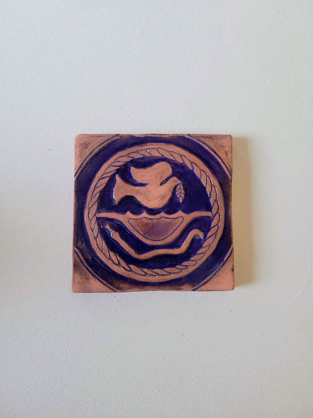 Vintage Terracotta Dove of Peace Tile - Etsy