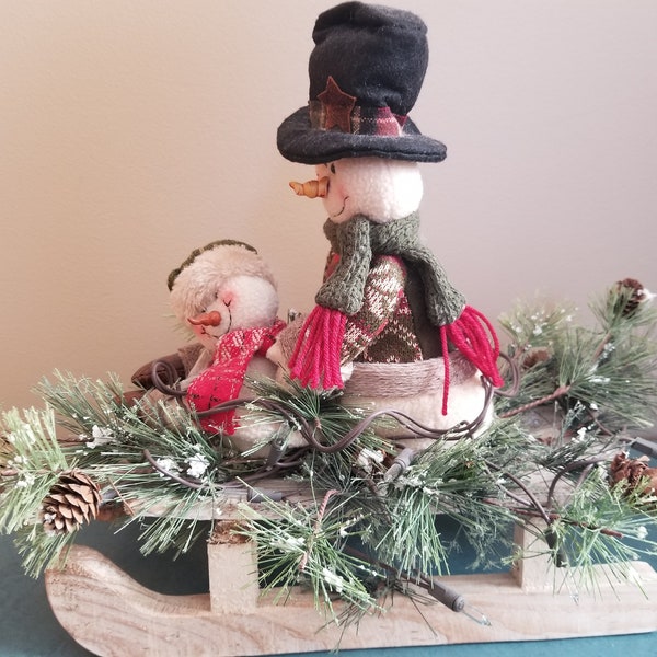 Snowman Wooden Sled - Etsy