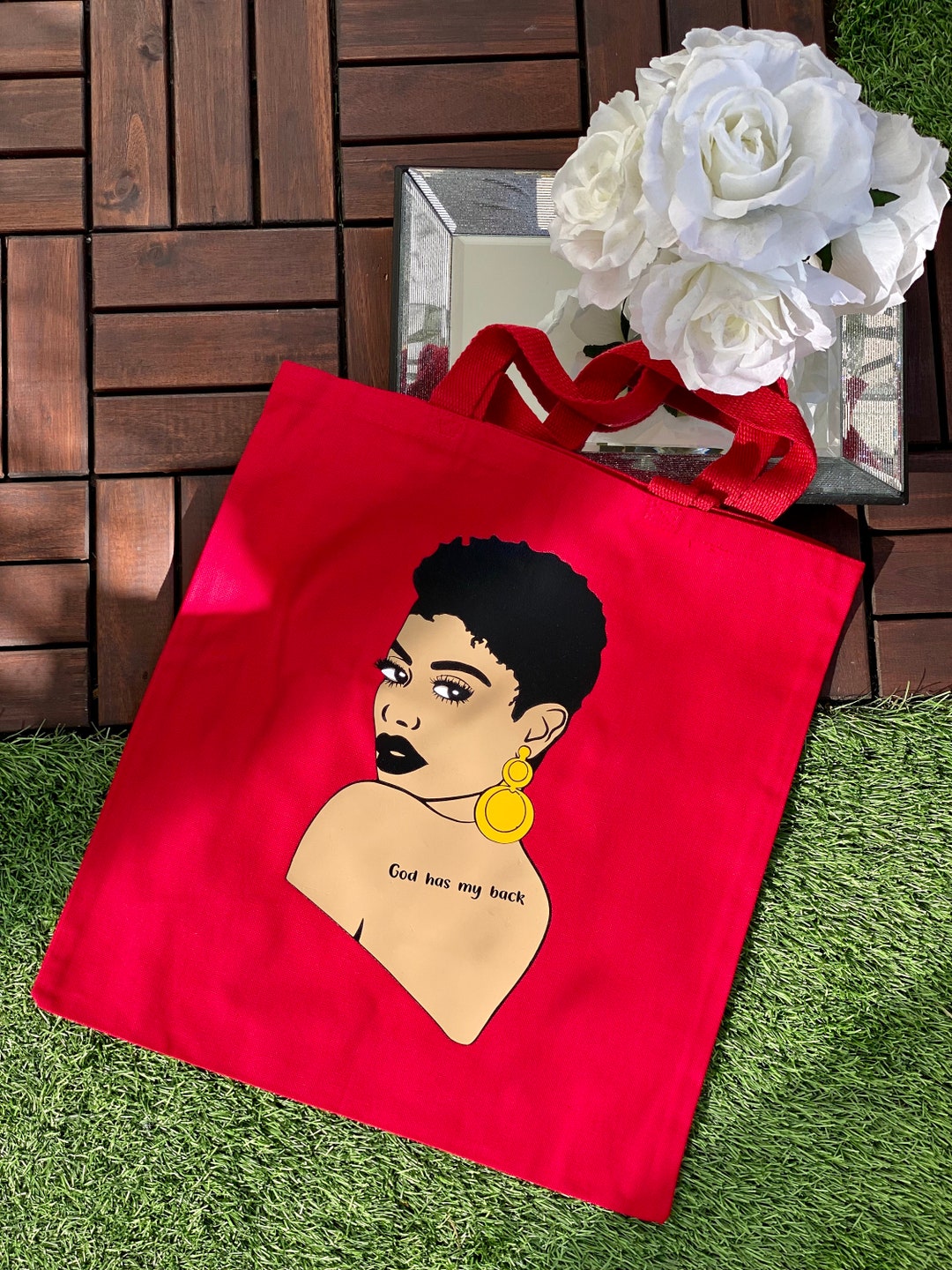 Red Tote Bag, Canvas Tote Bag, Grocery Bag, School Bag, Lunch Bag, Work ...