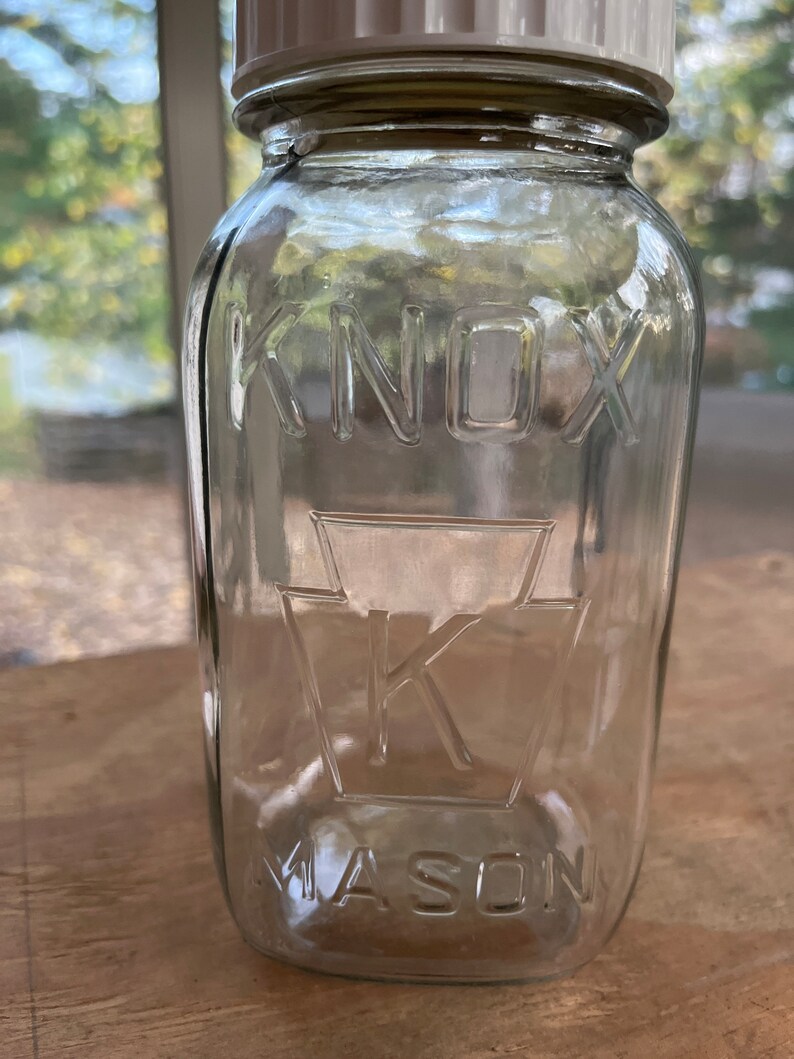 Vintage Knox K Inside a Keystone Mason Clear Quart Fruit - Etsy
