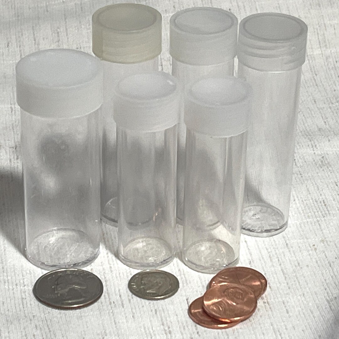 Vintage Set of 6 Coin Tubes -3 Storage Tubes for Pennies, 2 for Dimes ...