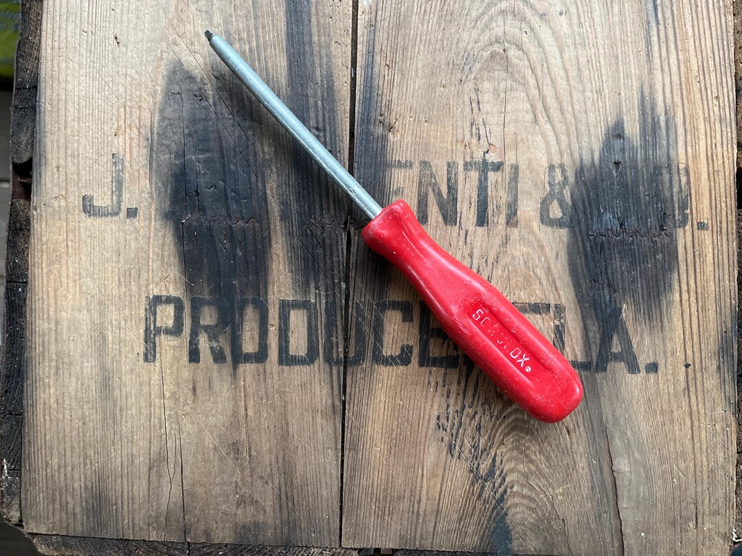 Vintage Scrulox Square Head Screwdriver - Red Plastic Handle, Made in ...