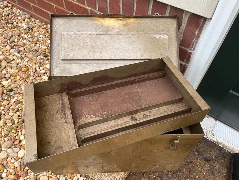 1950s Military Style Tool Box - Pebbled Tan/gold in Color - Unbranded ...