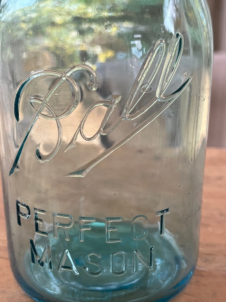 Aqua Blue Ball Perfect Mason Quart Mason Jar Descending a - Etsy