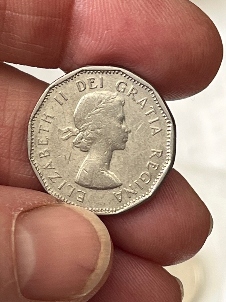 1961 Canadian Five Cents - Circulated - Young Queen Elizabeth II ...