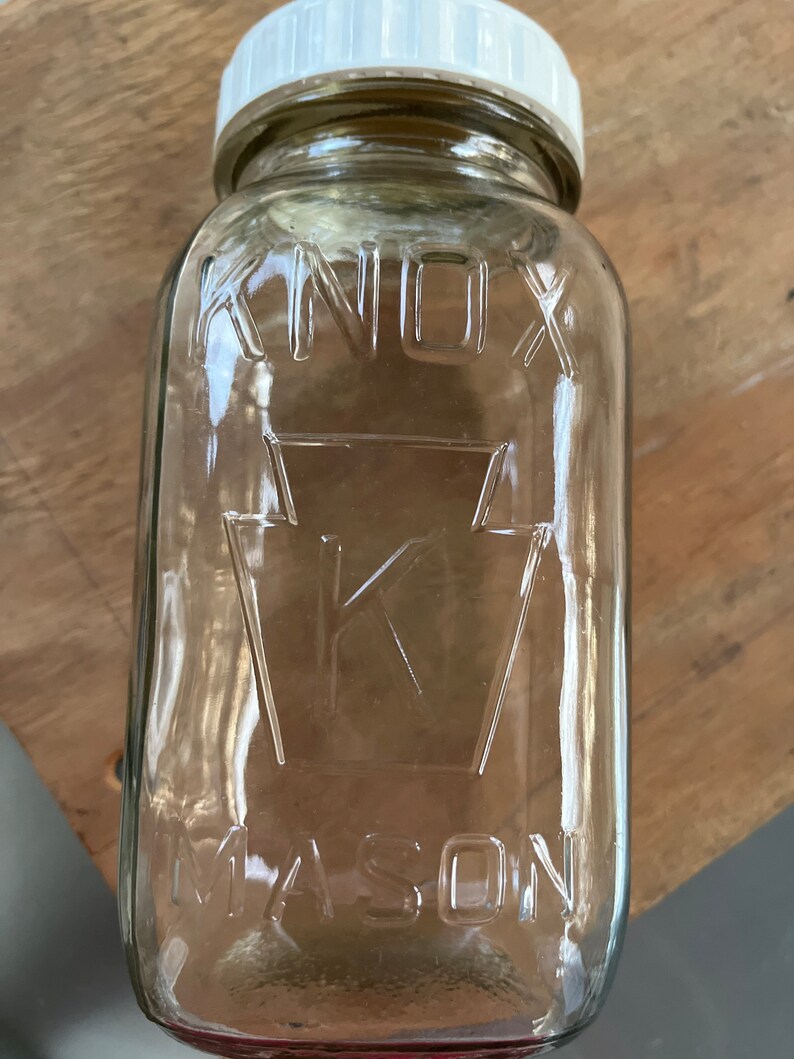 Vintage Knox K Inside a Keystone Mason Clear Quart Fruit - Etsy