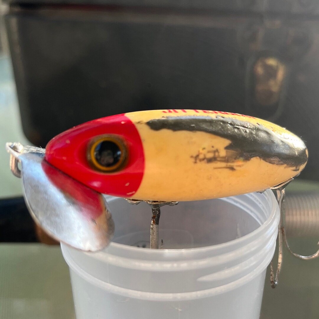 Vintage Fred Arbogast Jitterbug Red and White Jitterbug 3 Wooden ...